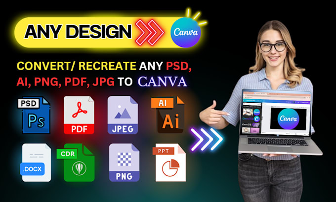 Recreate, convert psd to canva, photoshop design to canva editable ...