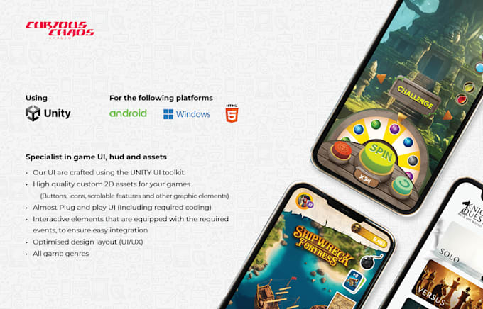 Design your game interface, ui, assets, hud for mobile, pc and html5 in unity by Curiouschaos ...