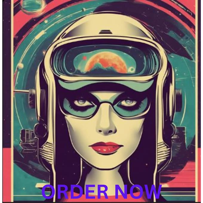 Custom retro futurism poster design by Brownyan | Fiverr
