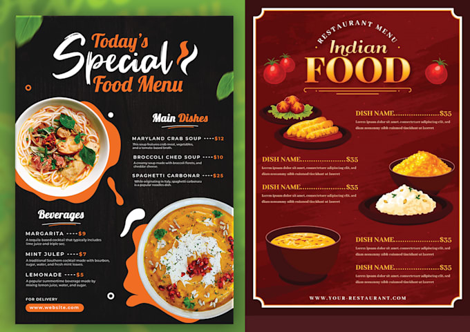 Do an amazing menu design, restaurant menu design, food menu, menu card ...