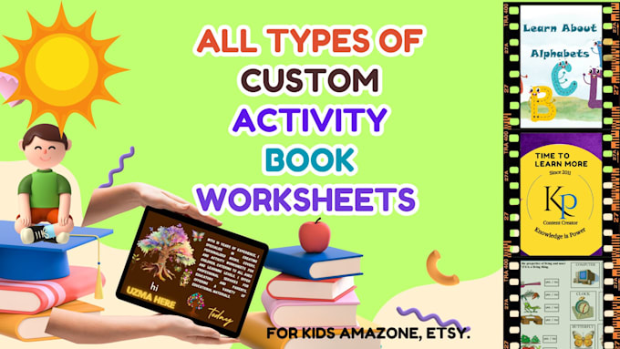 Design custom worksheets and kids activity book cover design by ...