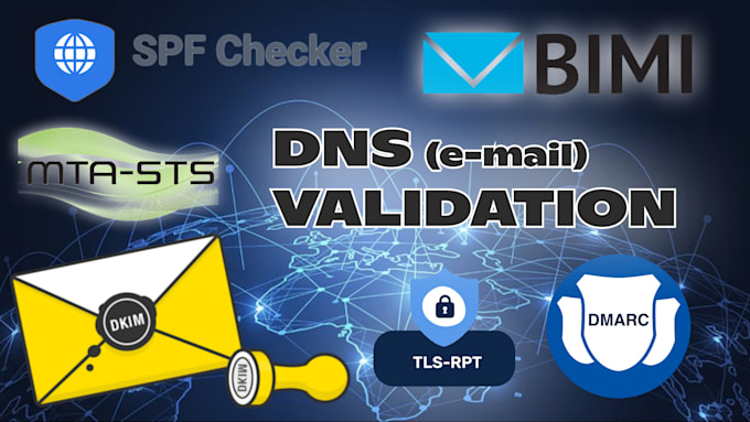 Validate your spf, dkim, dmarc, bimi, sts, and tlsrpt dns records within 24h by Dewobo | Fiverr