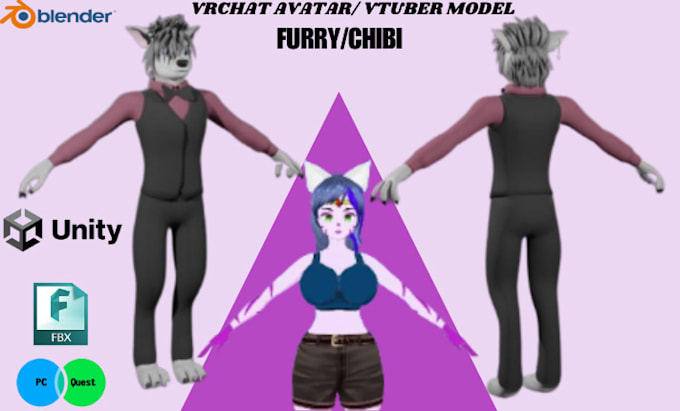 Create custom vrchat avatar, furry model, vr avatar, vtuber model in ...