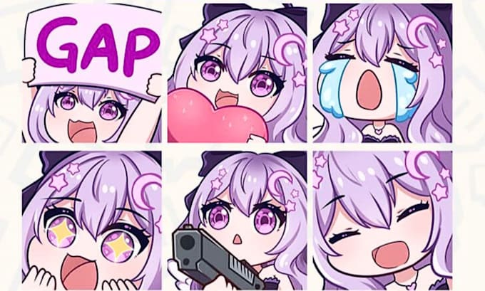 Dibujar chibi pngtuber emotes giftuber chibi emotes pfp vtuber live2d ...