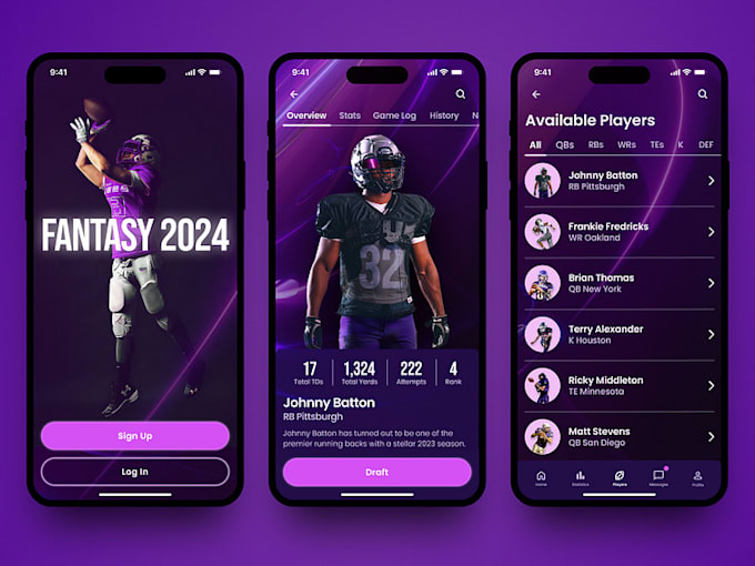 Design ui ux fantasy sport app, fantasy football app with mock up ...