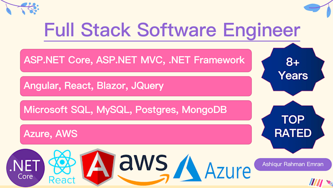 Develop aspnet core web apps with react angular blazor azure by Emashiq | Fiverr