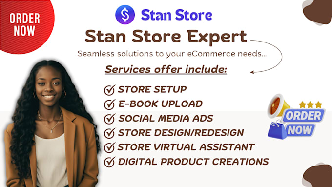 Setup stan store, digital products, upload courses, stan store promotions by Ameedat001 | Fiverr
