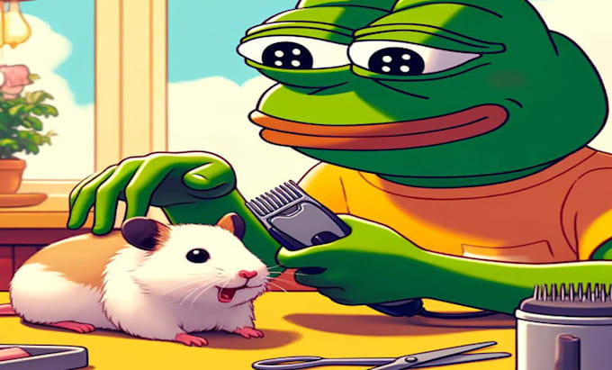 Create funny meme coin art pepe the frog crypto meme art ilustration ...