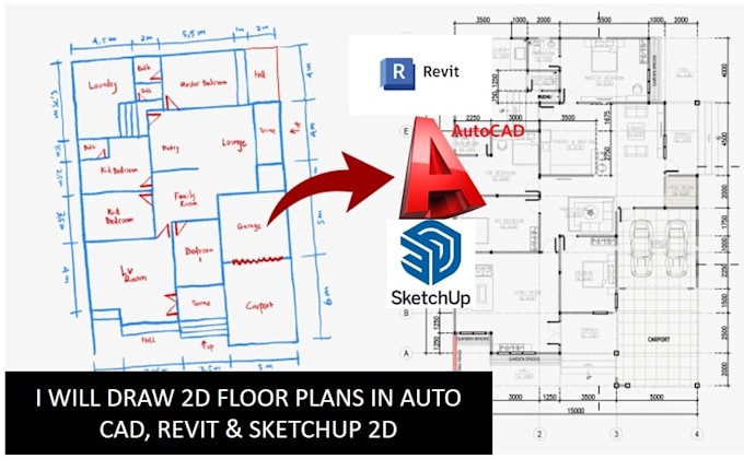Redraw floor plan in autocad revit by Toqeermna | Fiverr