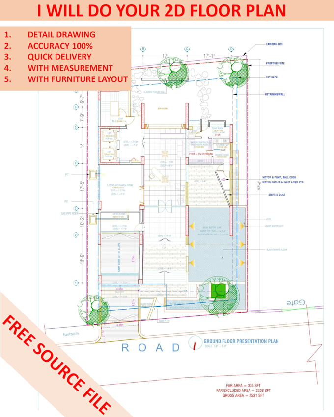 Make architectural 2d floor plan perfectly in autocad by ...