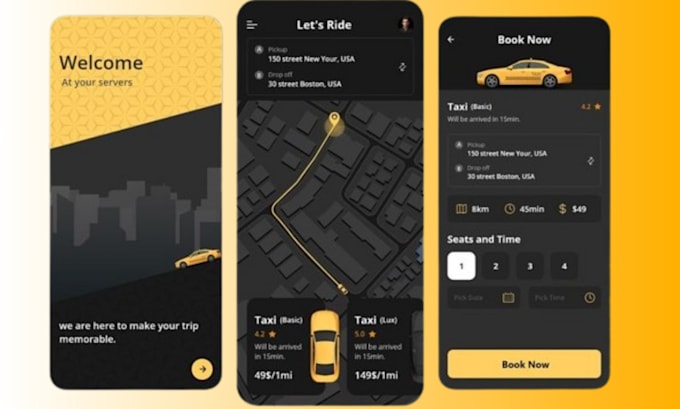 Develop taxi app uber clone app taxi booking app flutter figma app development by Sams_devi | Fiverr