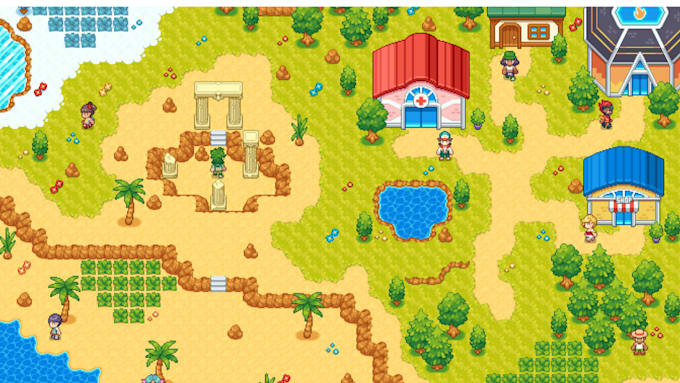 Pixel art background landscape scene and tileset animation roblox map ...