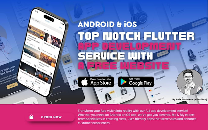 Do Mobile App Development Android Ios App In Flutter With Free Website