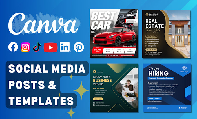 Social media posts design and canva templates by Canva_exp | Fiverr