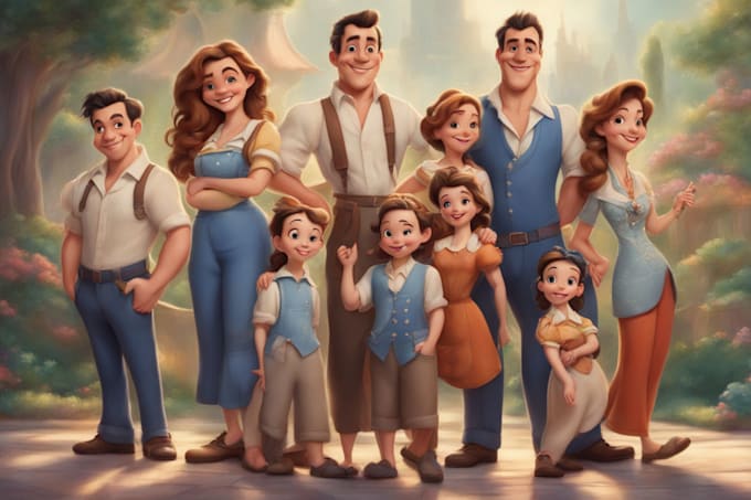 Design a professional disney family portrait by Geogeuzac | Fiverr