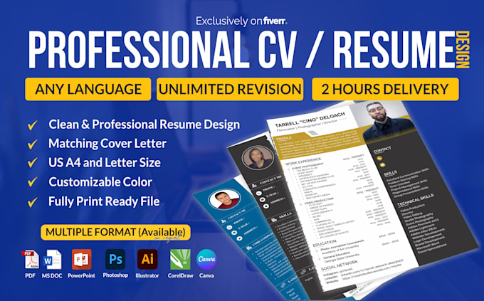 Design and rewrite professional ats resume, cv, and cover letter in 2hr ...