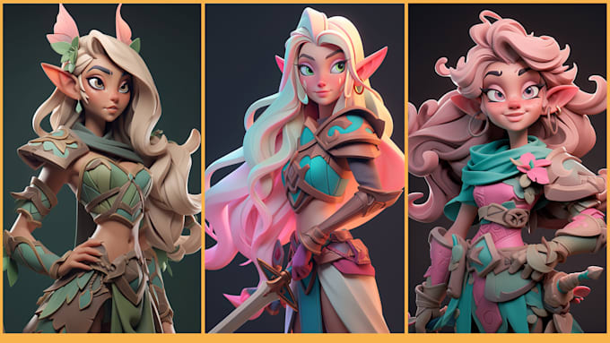 Stylized character 3d game character model 3d character design blender ...