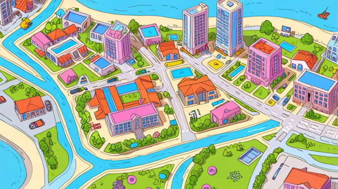 Draw vector map illustrations, real estate maps, event maps by Melahorris | Fiverr