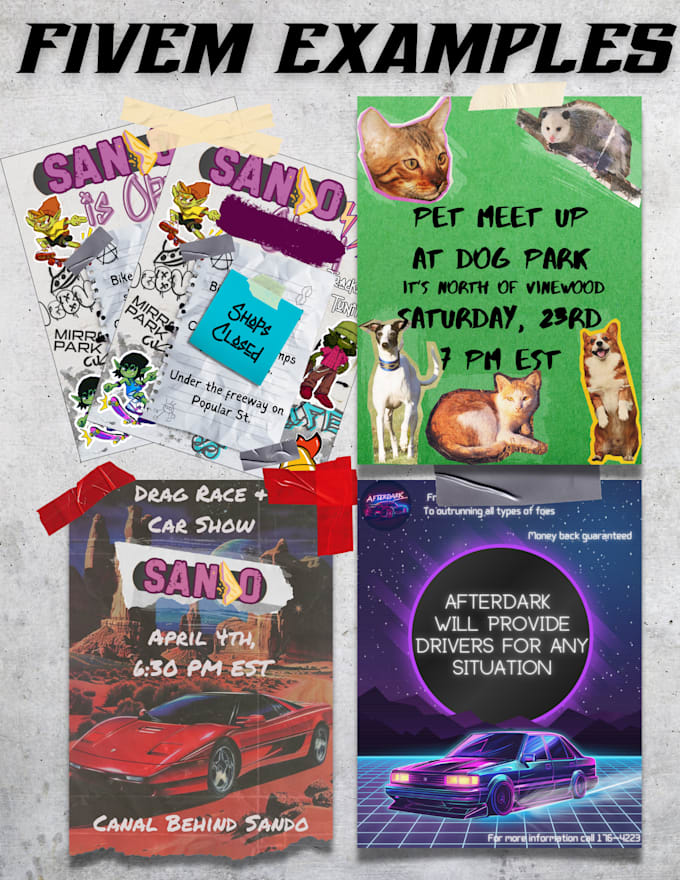 Make an flyer for you redm or fivem business by Marisamontesino | Fiverr