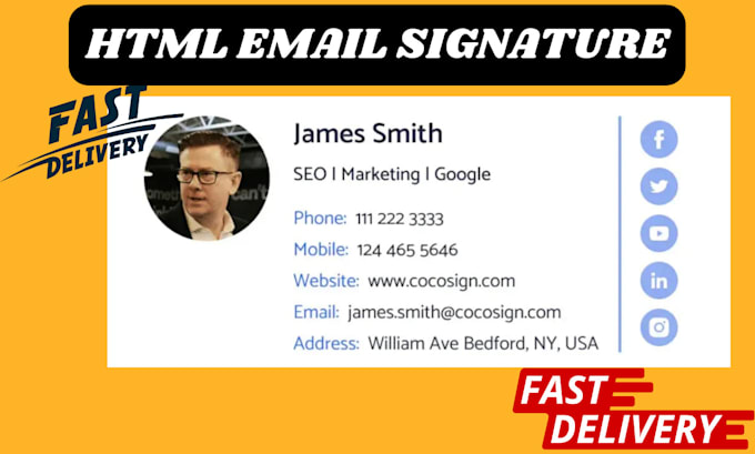 Design html email signature or clickable email signature email footers by Haywhy30k | Fiverr