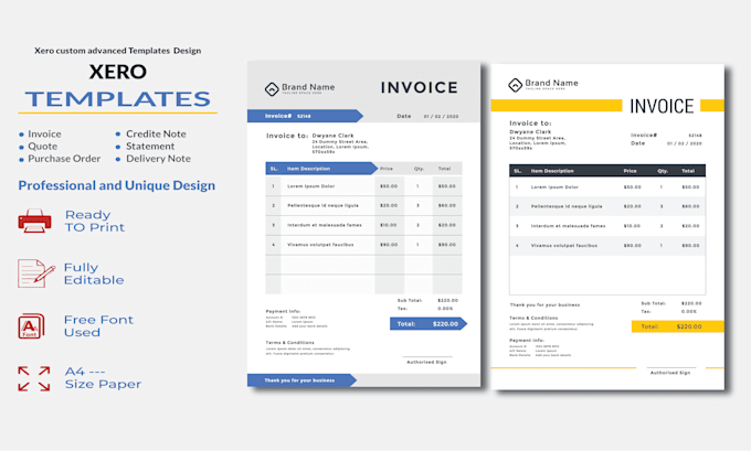 Design receipt and xero invoice template for your business by Najmulhasann | Fiverr