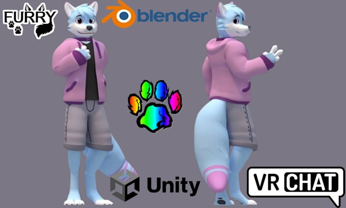 Model realistic 3d vrchat avatar, furry avatar vrc, fursona vtuber ...