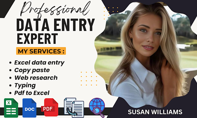 Do data entry, typing, web research, copy paste, data collection, pdf to excel by Susan_willam12 ...