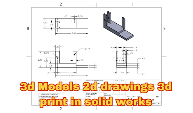 Design 3d models, 2d drawings, renders, 3d print in solidworks autocad ...