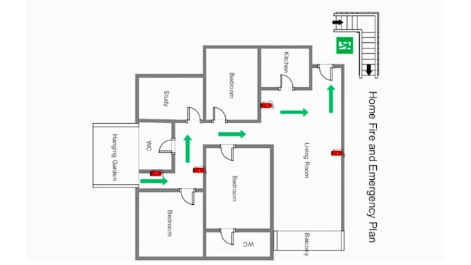 Design fire emergency evacuation plan map diagram for your building by ...