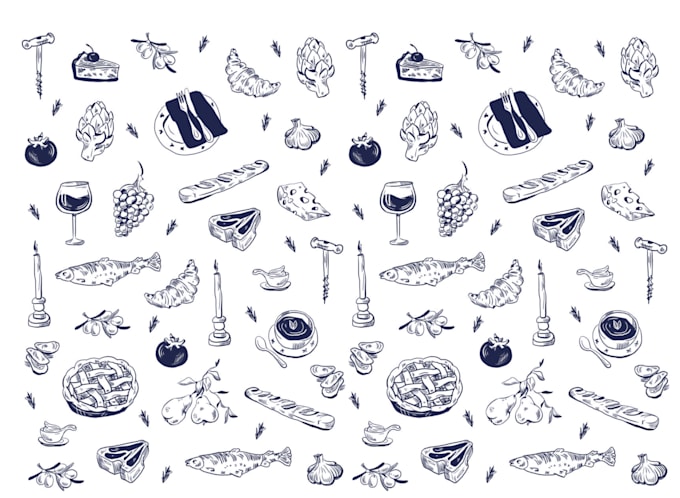 Draw custom line art food illustrations sophisticated by Rvelcheva | Fiverr