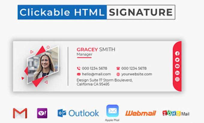 Design professional clickable html email signature for you by Faizanahmed7157 | Fiverr