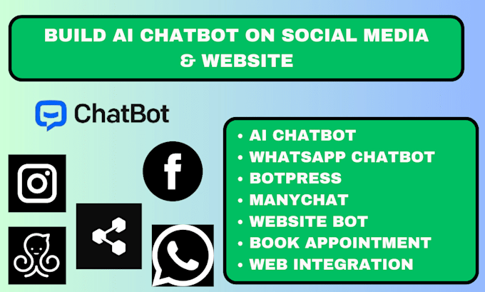 Do fb ig whatsapp chatbot using manychat and integrate bot to your website by Israel_ta | Fiverr
