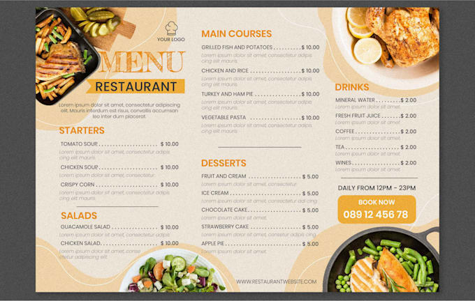Catchy design a café, food menu, pizza menu for you by Davosky1173 | Fiverr