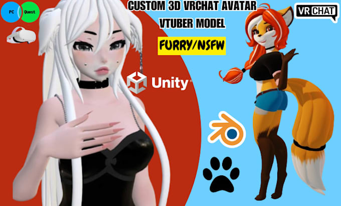 Design vrchat avatar vrc model furry model vtuber model vr model by Clara_9john | Fiverr