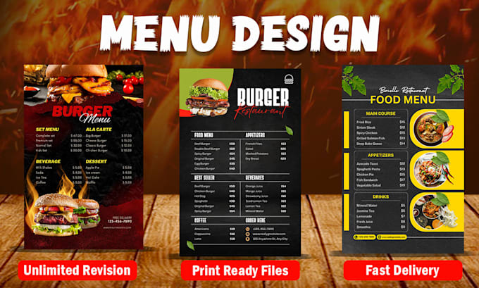 Impressive restaurant menu design, digital menu board by Dinuka78 | Fiverr