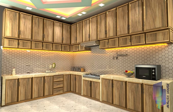 Create kitchen interior and 3d realistic rendering by Riyadh5ar | Fiverr