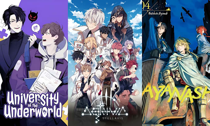 Design webtoon comic book cover art illustration anime manga cover ...