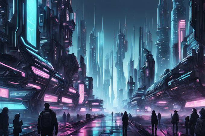 Draw illustration of futuristic cyberpunk city by Yadeaayes | Fiverr
