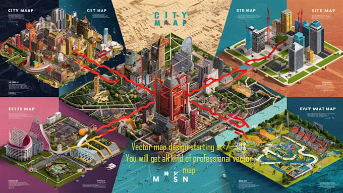 Create vector map, city map, site map, event map in illustration by ...