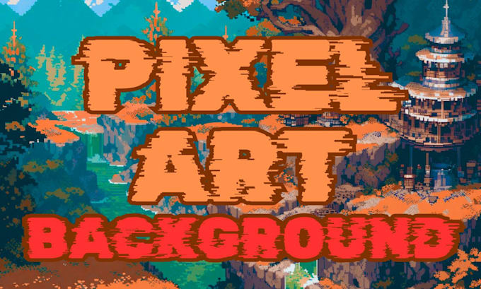 Draw modern pixel art scene and background animated video game ...