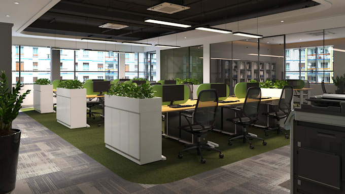 Do interior design 3d rendering office, coffee shop, gym by ...