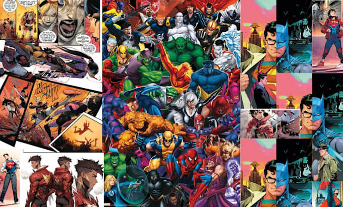 Illustrate a comic book page, marvel dc superhero scifi fantasy ...