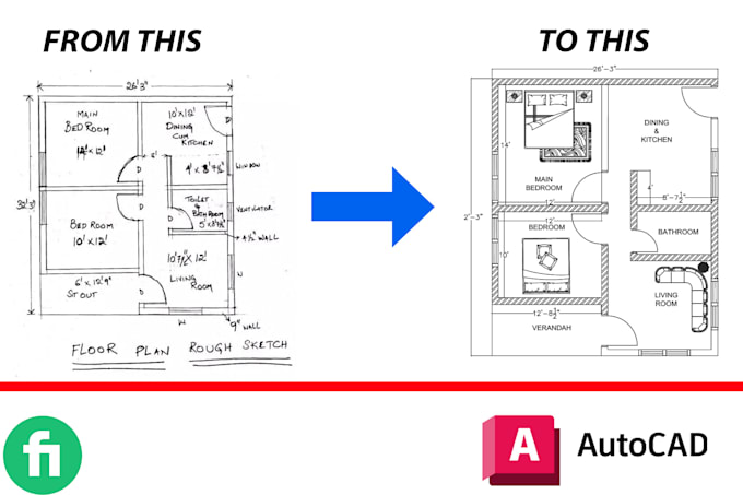 Redraw hand drawn plans using autocad for real estate agents by Dinuka ...