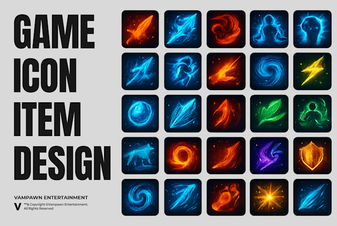Design 2d game items, skill icons, and ui elements in my unique style ...