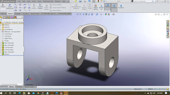 3d modeling and 2d drawing in solidworks, fusion 360, catia, creo, inventor by Noufallali002 ...