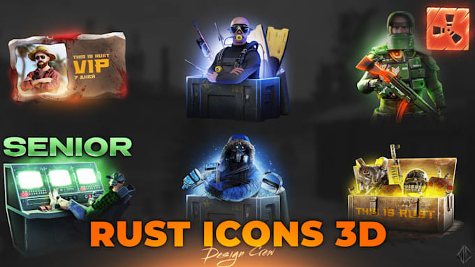 Create icons for rust project 3d 2d art icons by Dsgn_crew | Fiverr