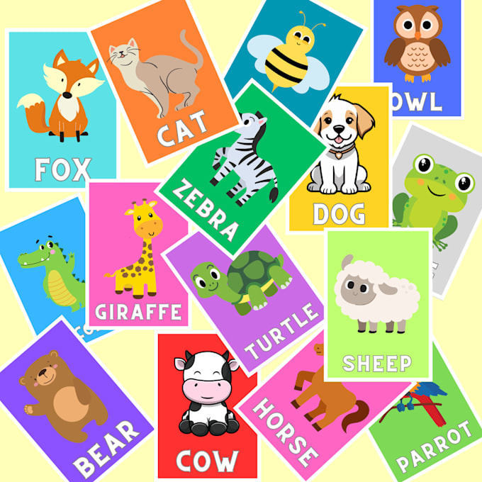 Design flashcards for kids by Digitalmira2024 | Fiverr