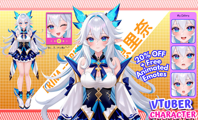 Diseño y montaje de modelo vtuber en live2d, personaje y emoticones ...