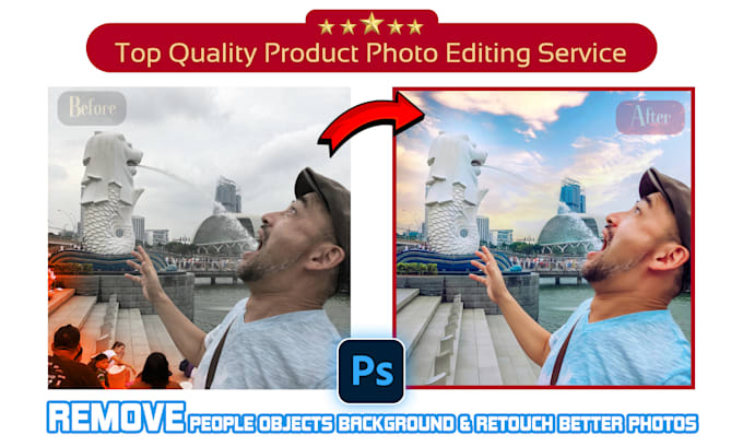 Remove objects, people, edit photo background in photoshop by Thiensubachp15 | Fiverr