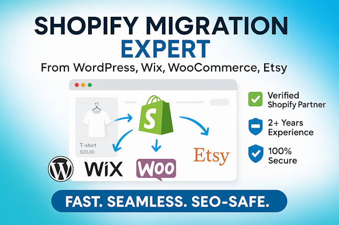 Migrate wordpress to shopify, wix store transfer, wordpress to shopify migration by Digii_bop ...